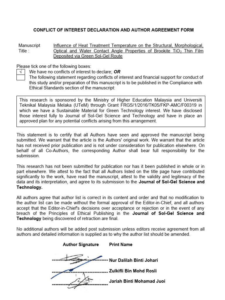 Conflict of Interest and Declaration | PDF | Conflict Of Interest