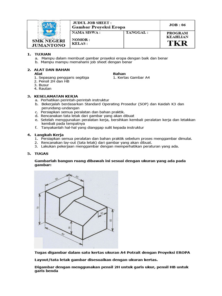 Job Sheet Gambar Proyeksi Eropa | PDF