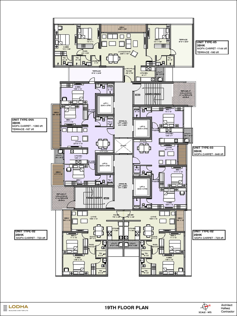 19th Floor 3BHK Apartment Plan | PDF