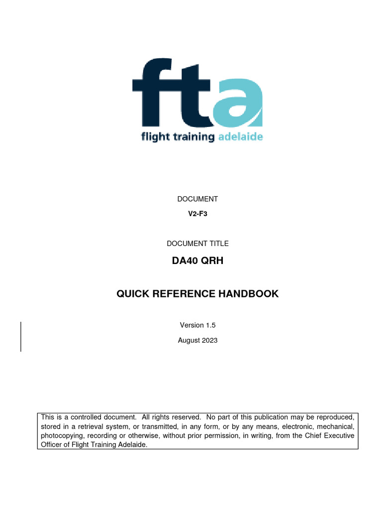 Check List V2-F3 QRH DA40 CS XLS - V1.5 - Aug 23 | PDF | Throttle | Instrument Flight Rules
