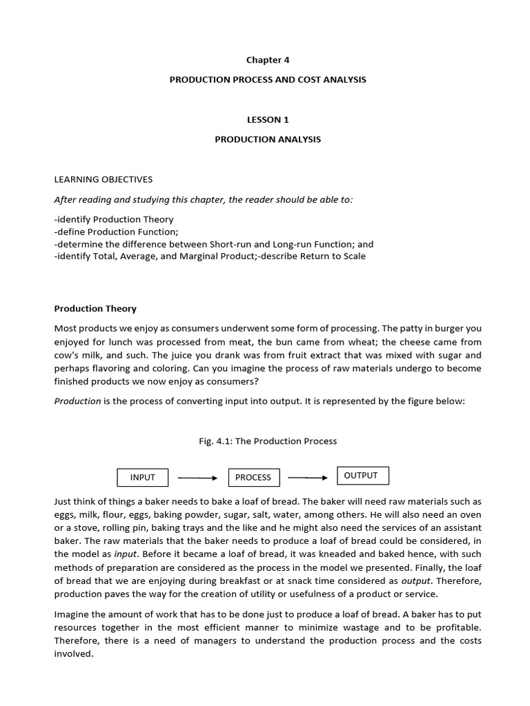 Production Process and Cost Analysis 121258 | PDF | Production Function | Long Run And Short Run