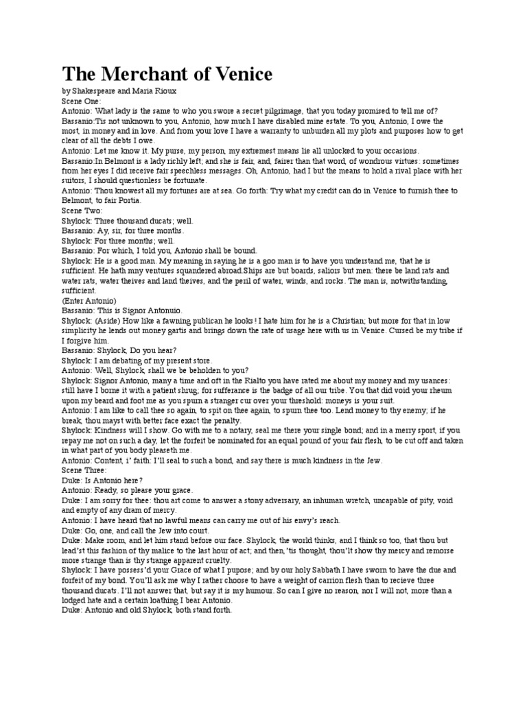 Merchant of Venice Script (Play Simplified) | PDF | The Merchant Of Venice