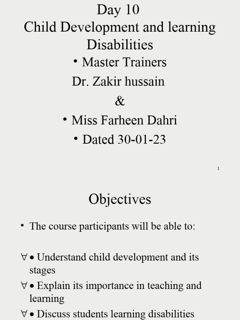 Day 10 Child Dev & Learning Disabilities | PDF | Human Development | Cognition