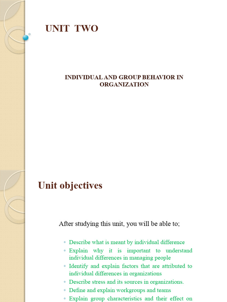 Unit Two. OB | PDF | Stress (Biology) | Extraversion And Introversion