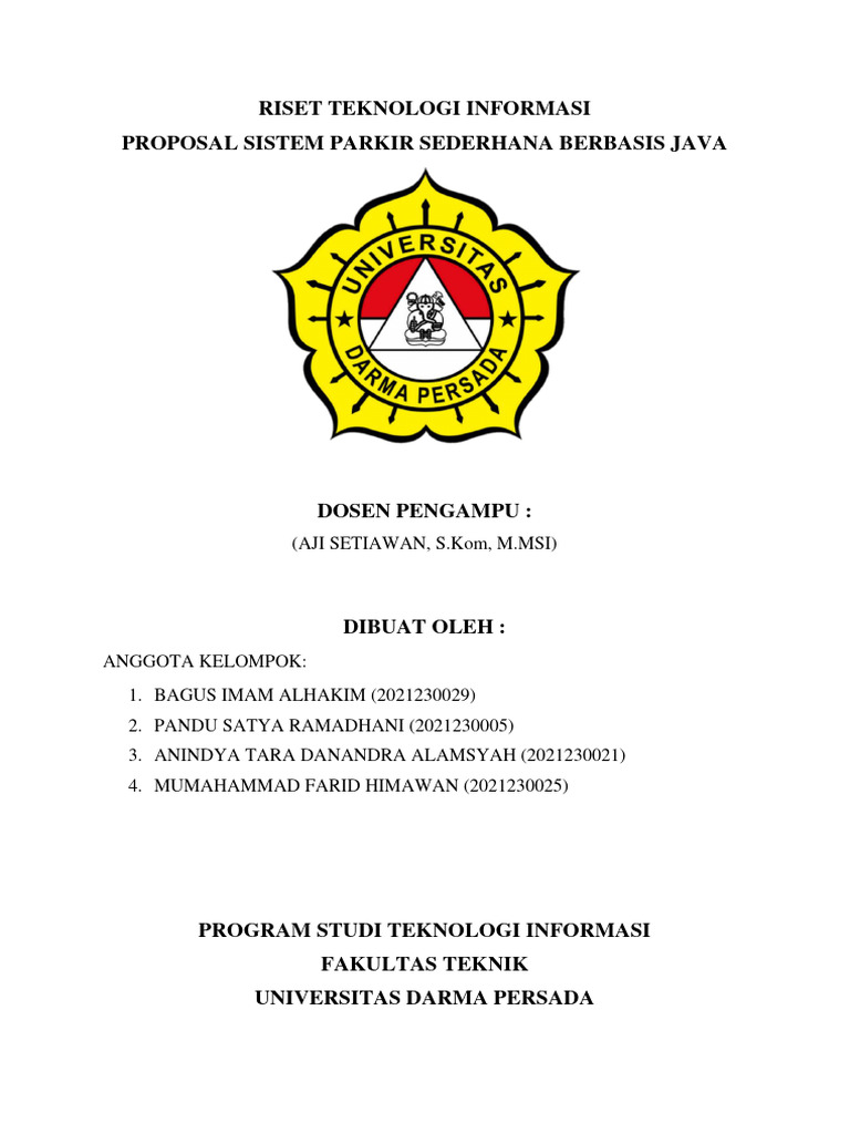 Proposal Sistem Parkir Berbasis Java | PDF