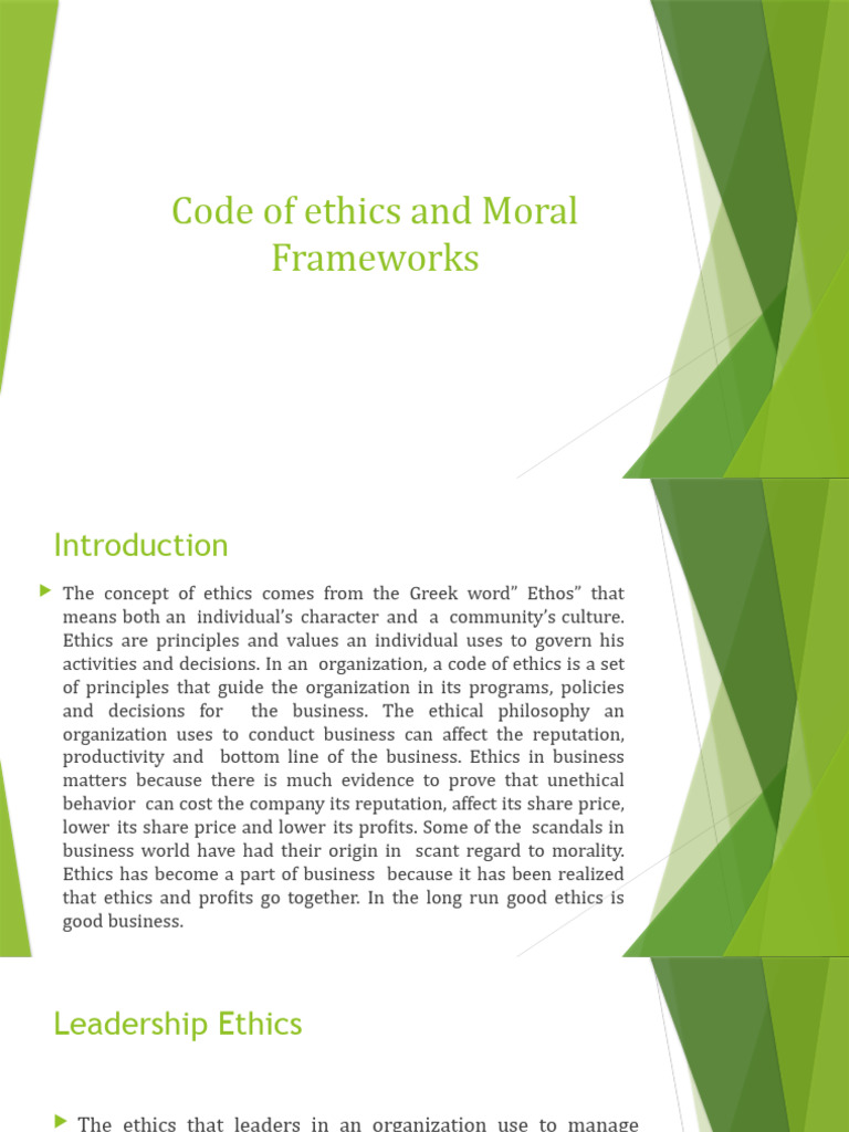 Code of Ethics and Moral Frameworks | Download Free PDF | Reputation ...