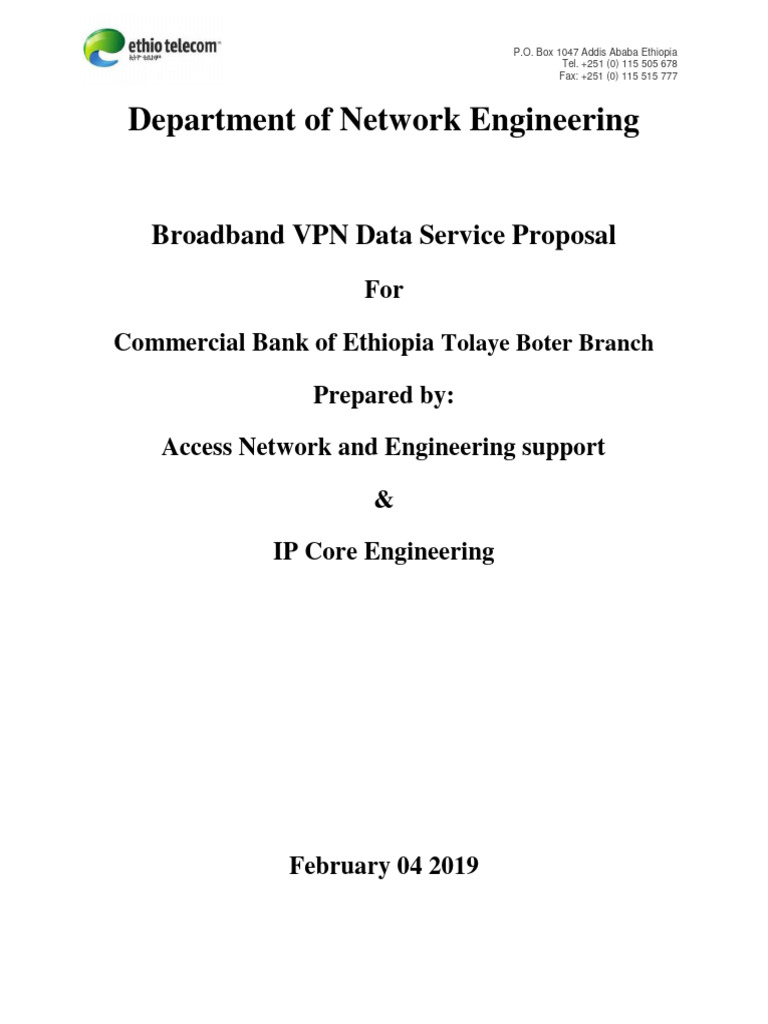 CBE VPN Data Service Proposal | PDF | Data Transmission | Computer Engineering
