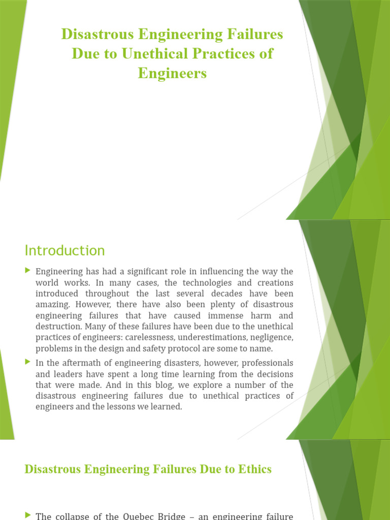 Disastrous Engineering Failures Due To Unethical Practices of | PDF ...
