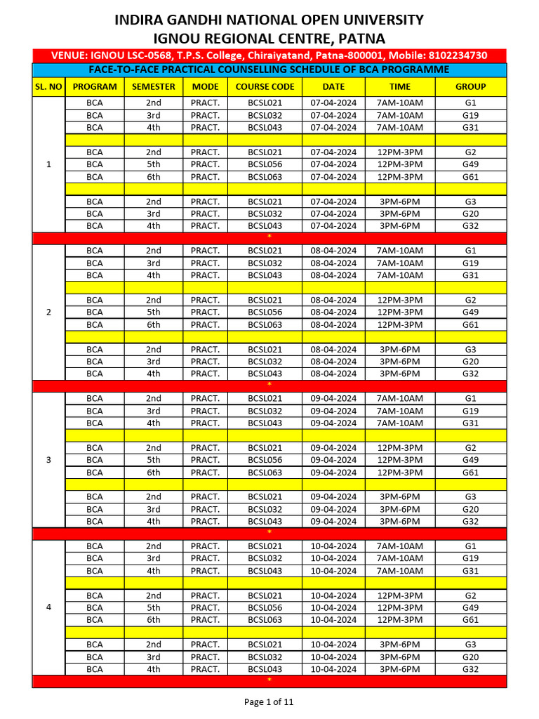 Bca Practical Counselling Schedule Jan-2024 | PDF | World Economy ...