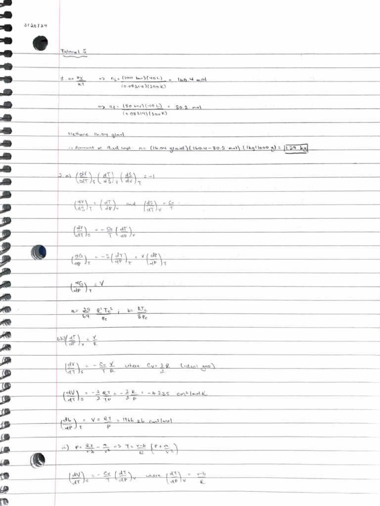 CHBE 244 Tutorial 5 | PDF