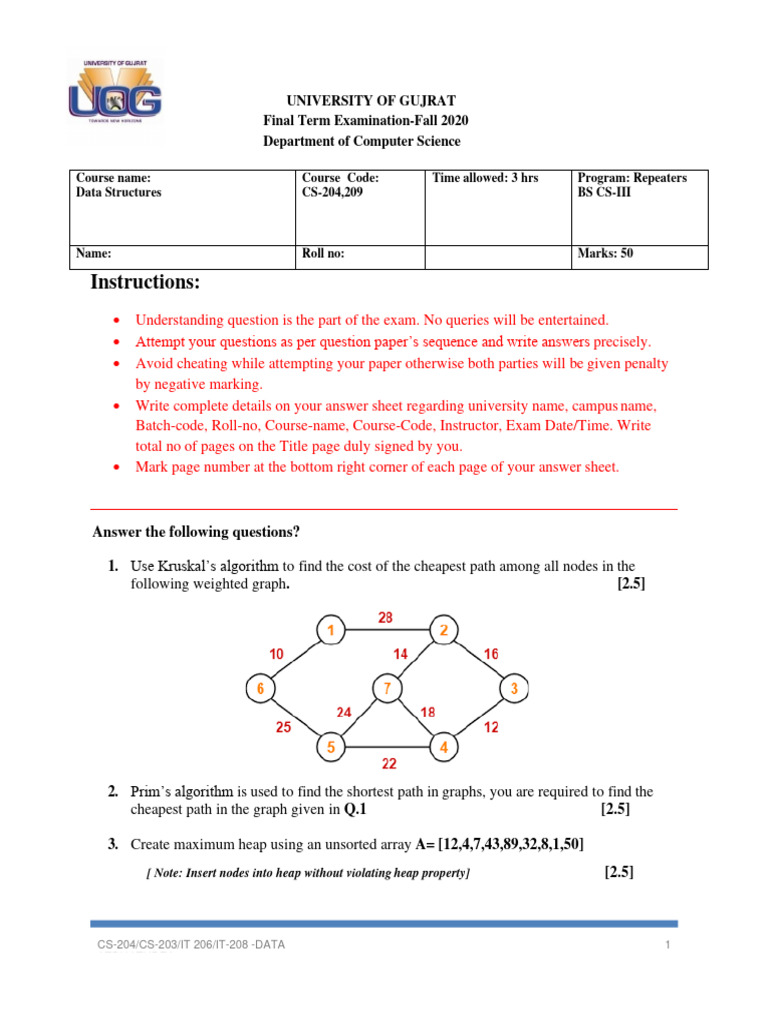 Data Structures And Algorithm Final Term Pdf Computational