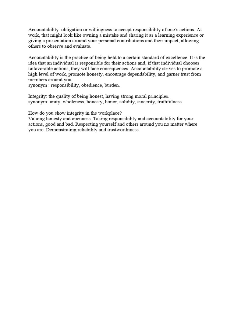 Integrity & Accountabilty | PDF