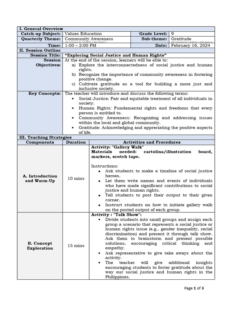 Values Education Week 2 | PDF | Justice | Crime & Violence