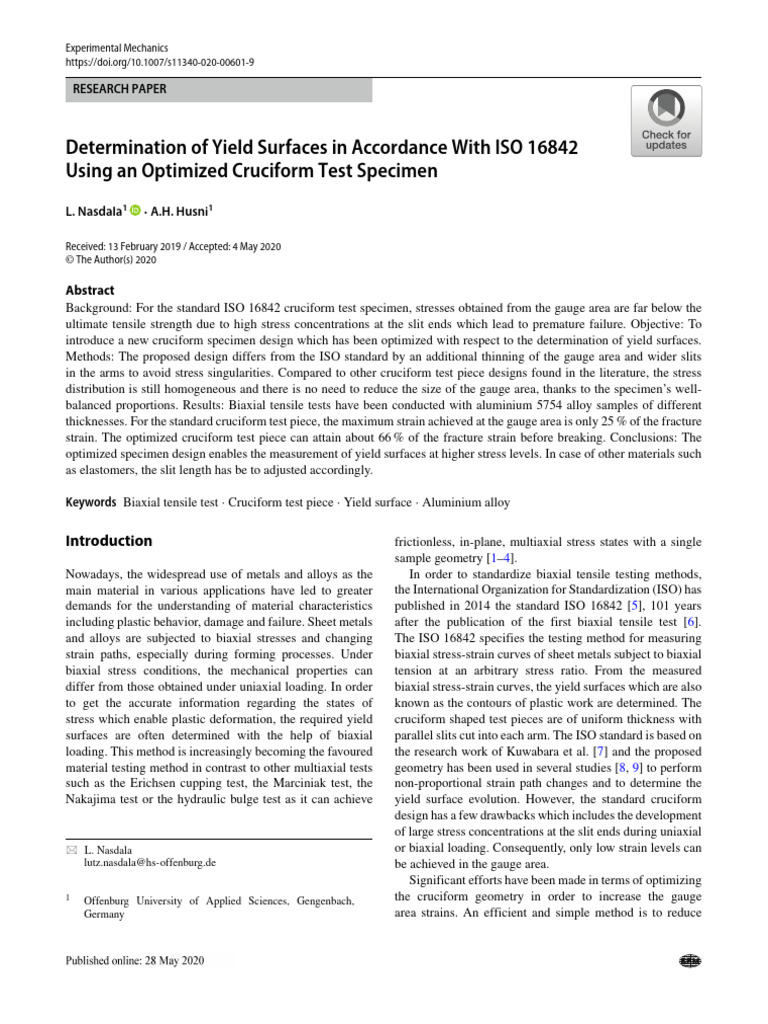 Determination of Yield Surfaces in Accordance With ISO 16842 | PDF ...