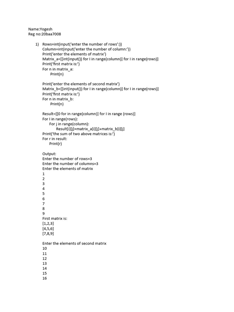Python Assignment 3 | PDF | Matrix (Mathematics) | Mathematical Physics