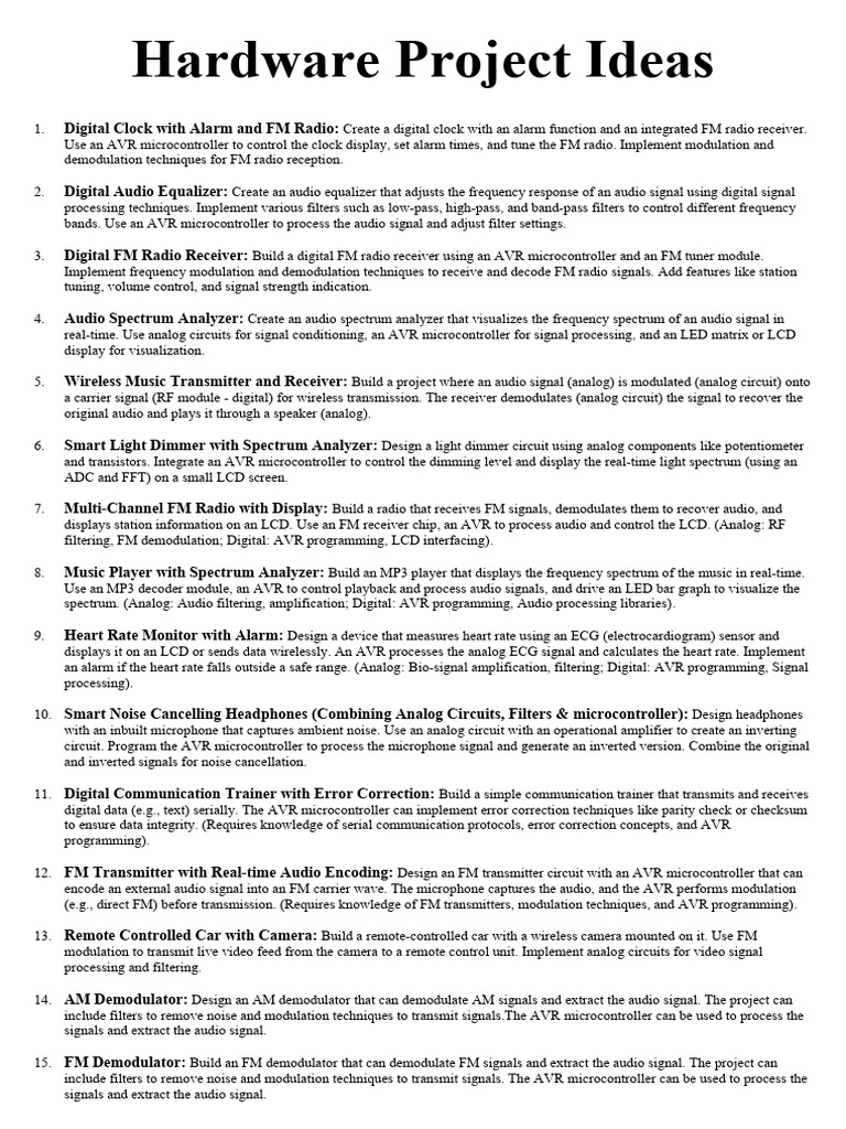 Hardware Project Ideas | PDF | Modulation | Frequency Modulation