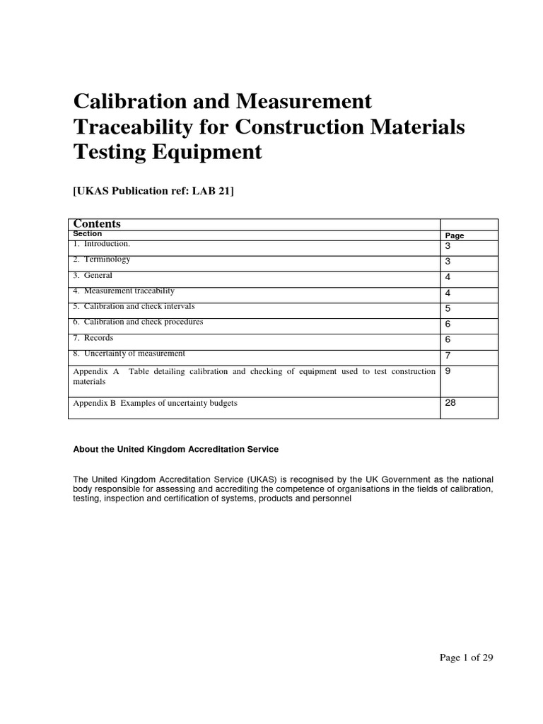 UKAS Calibration Guide for Construction | PDF | Calibration ...