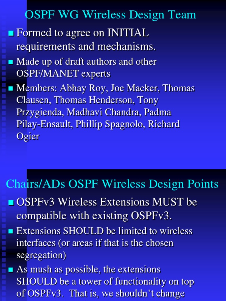 OSPF Wireless Design Team Overview | PDF | Computers | Technology ...