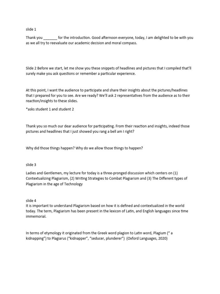 Plagiarism Script | Download Free PDF | Plagiarism | Copyright