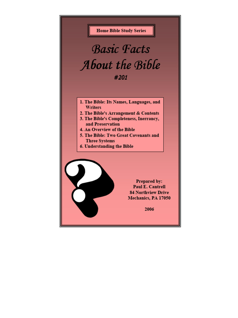 BIBLE, Basic Facts About The | PDF | Covenant (Biblical) | Bible