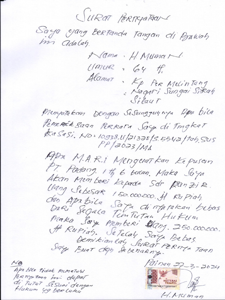 Surat Pernyataan Muman | PDF