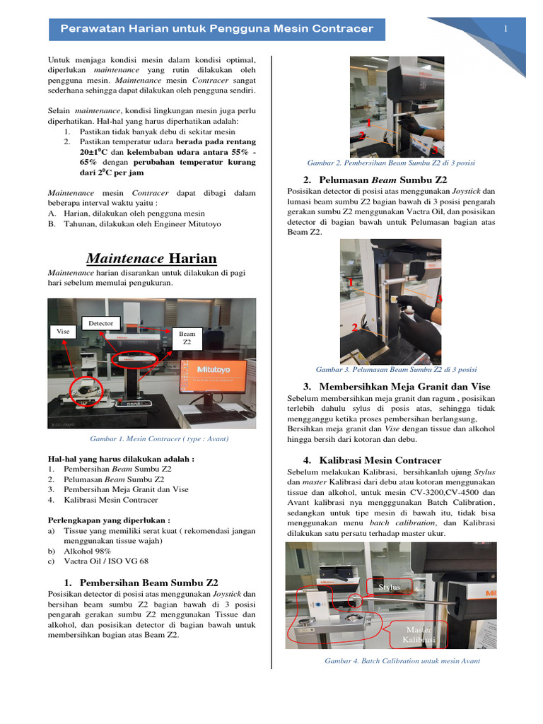 Daily PM For Contracer Machine | PDF