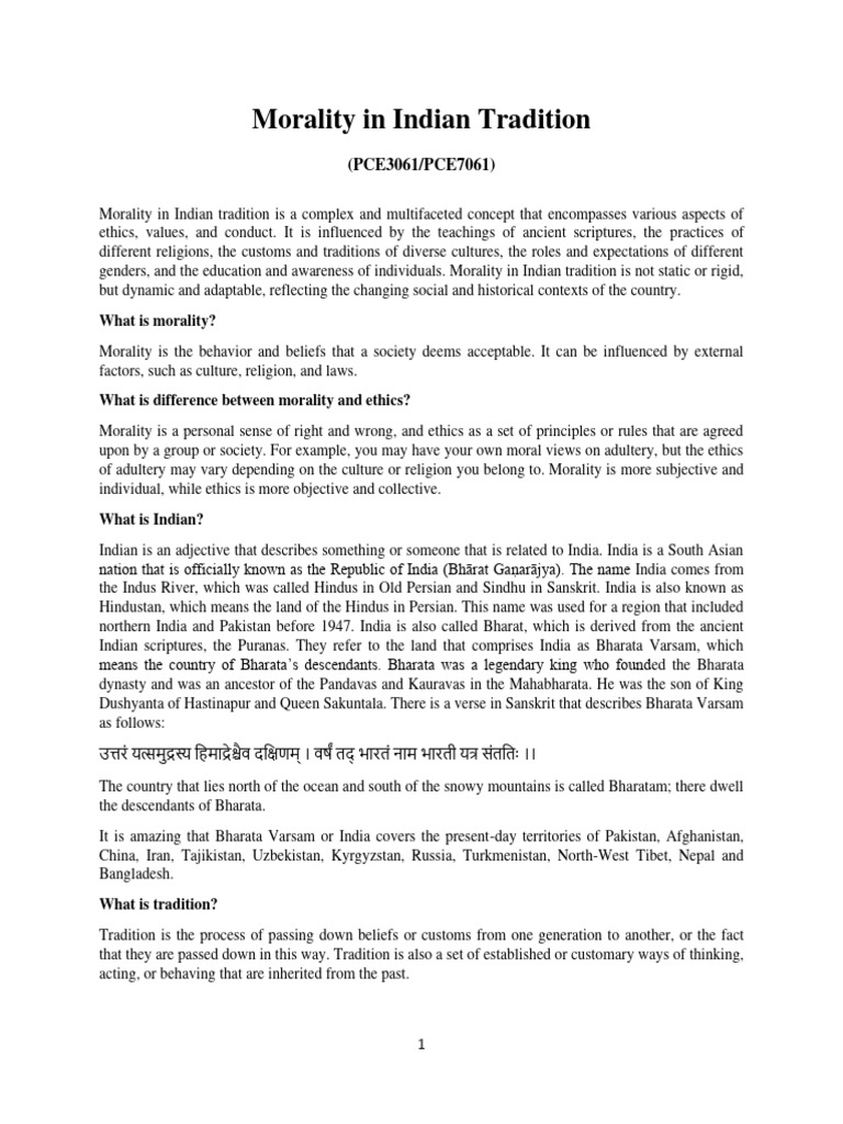 Morality in Indian Tradition Explained | PDF | Moksha | Reincarnation