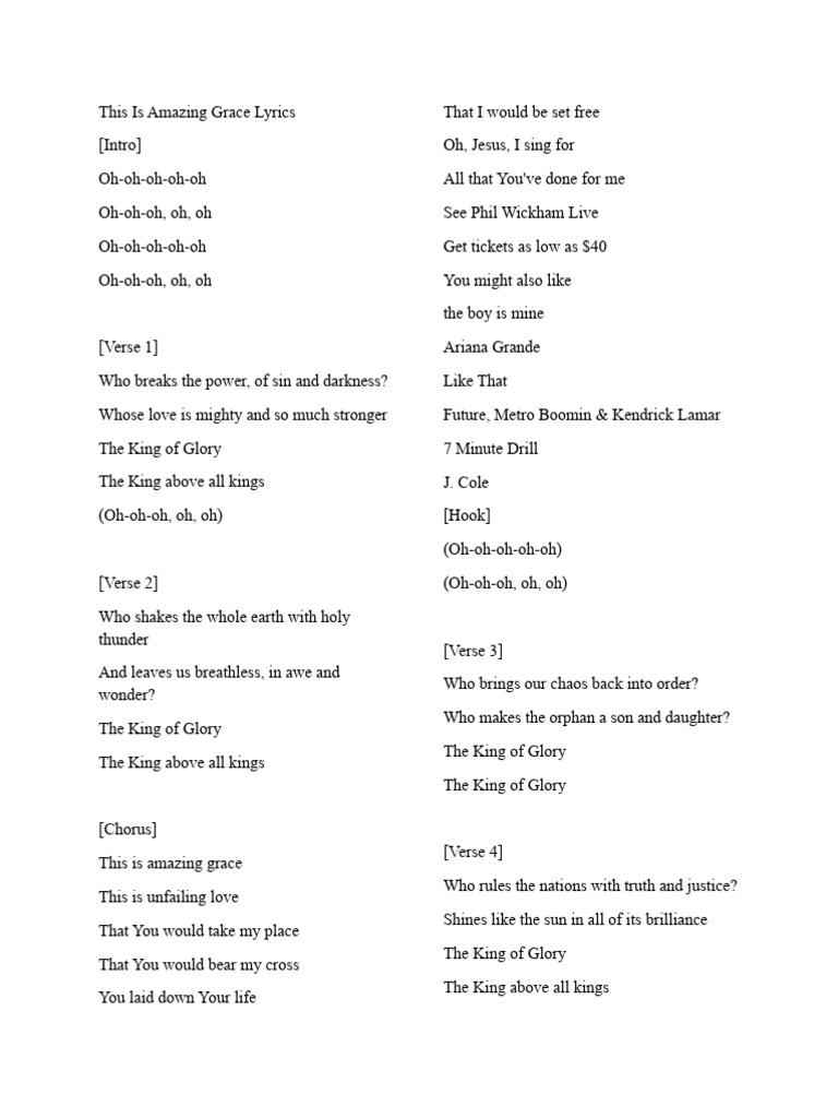 Amazing Grace Lyrics and Themes | PDF | Song Structure | Lamb Of God