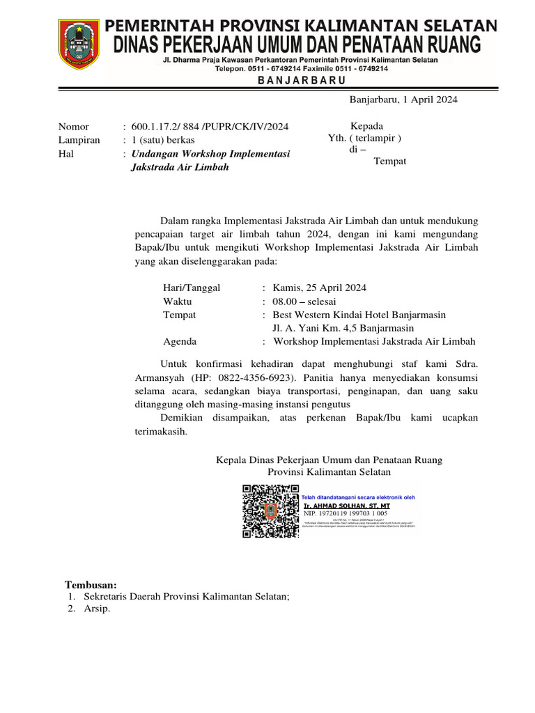 Surat Workshop Implementasi Jakstrada AL - Sign | PDF