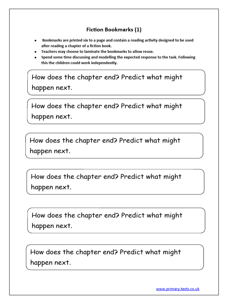 Fiction Activity Bookmarks New | PDF | Books | Narration