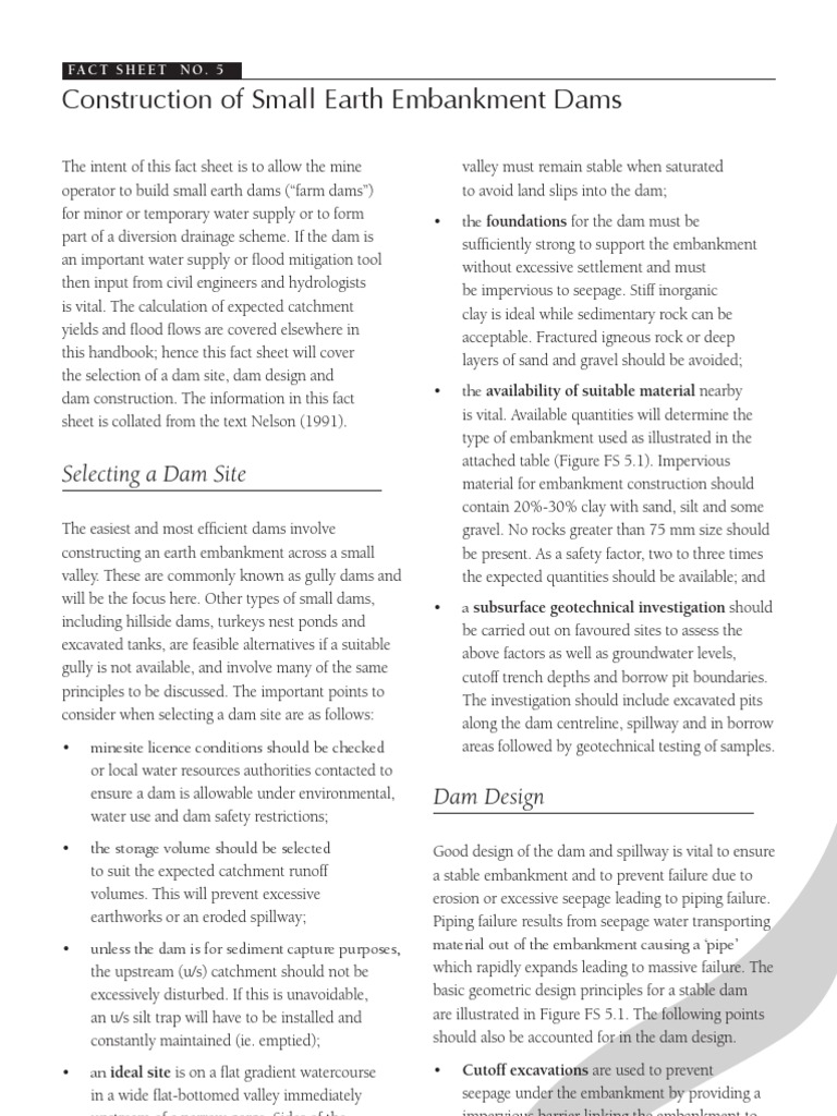MWMH Fact Sheet 5 | PDF | Dam | Spillway