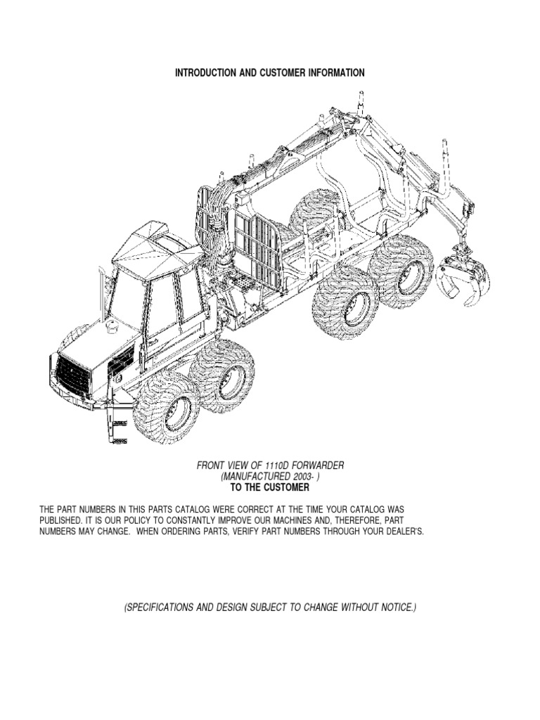 1110D Forwarder S N 1121 Worldwide Edition Timberjack Introduction | PDF