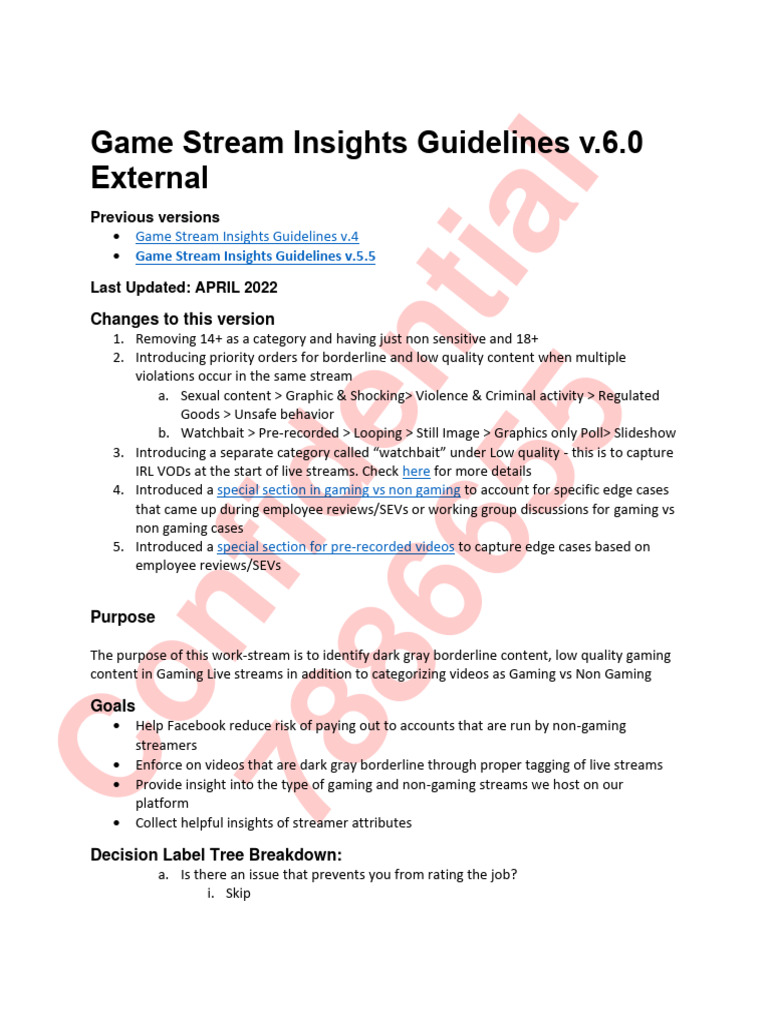 Game Stream Insights Guidelines - Updated, Published July 2022 | PDF | Role Playing Games ...