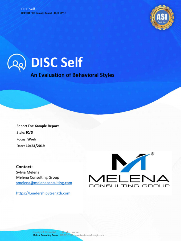 DISC Self Sample Report - Melena Consulting Group - 9 4 20 | PDF ...