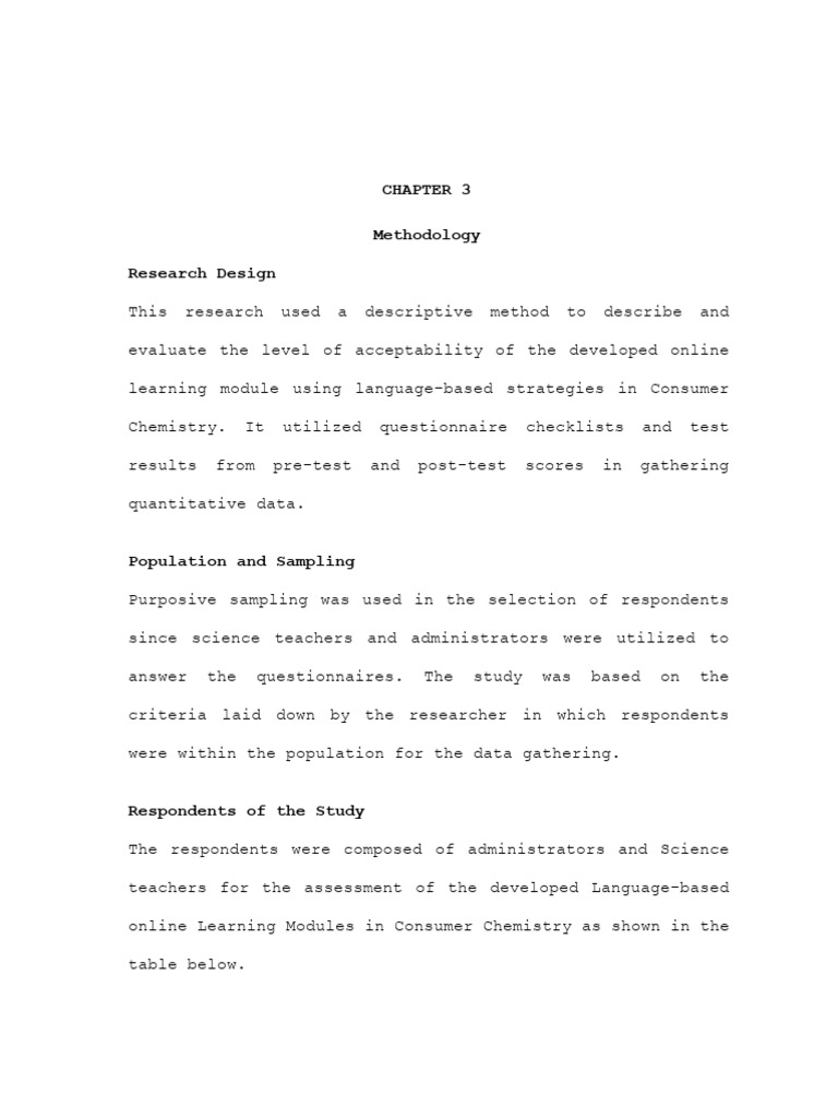 Chapter 3 Part 2 | PDF | Educational Technology | Methodology Chapter 3 Part 2 | PDF | Educational Technology | Methodology