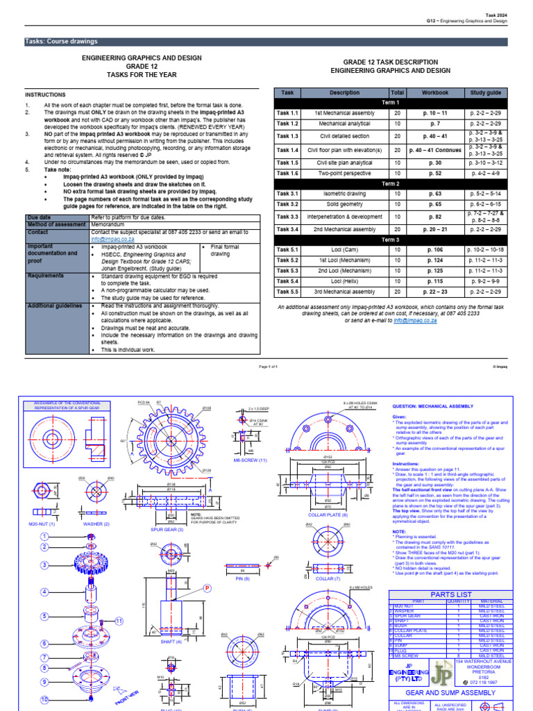 Engineering Graphics and Design Grade 12 Tasks For The Year Grade 12 ...
