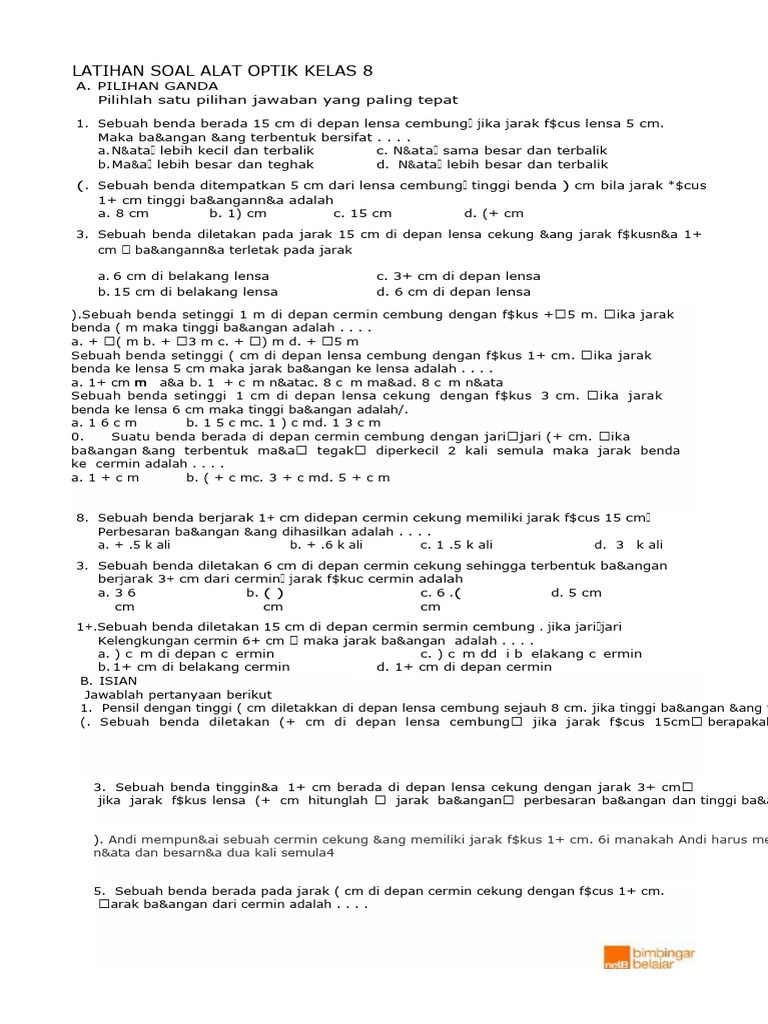 Soal Optik Kelas 8 | PDF | Griya & Taman