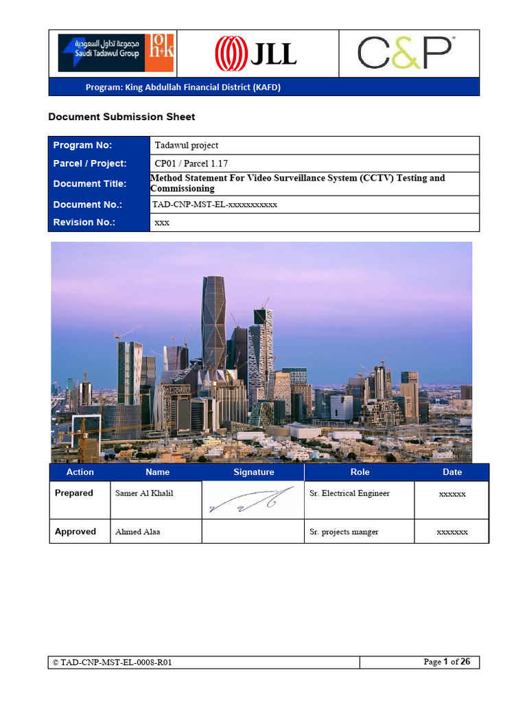 Method Statement For Cctv System Testing And Commissioning Pdf Closed