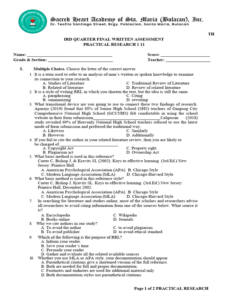 Third Final Written Assessment | Download Free PDF | Citation | Apa Style
