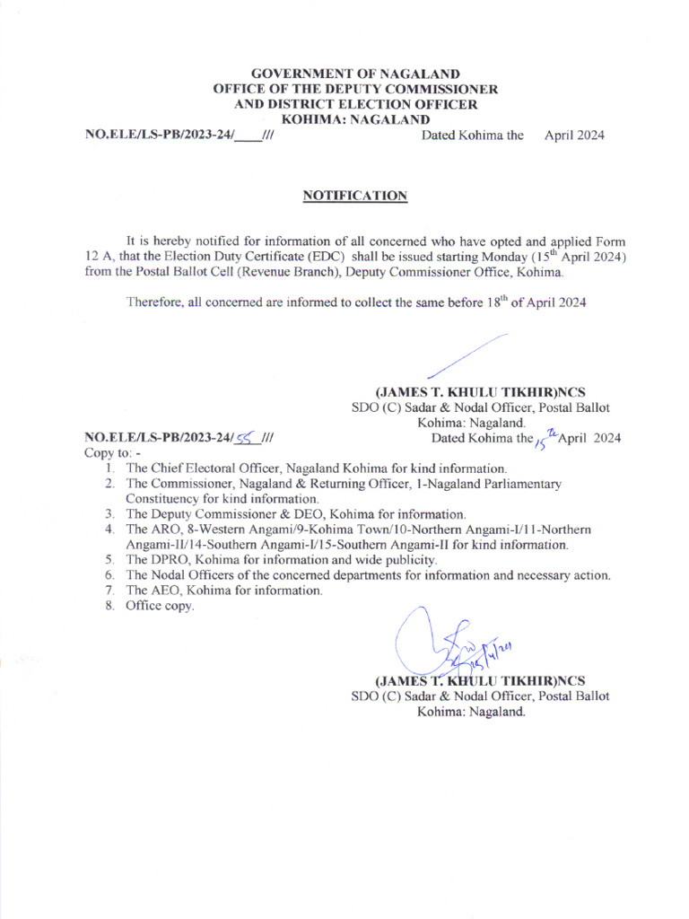 Notification regarding issuance of EDC | PDF