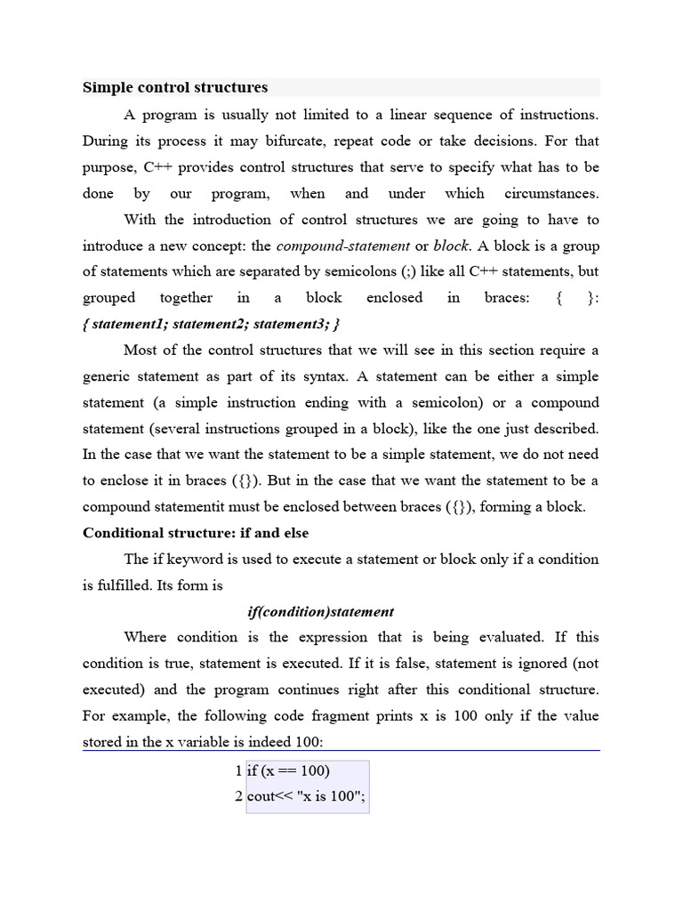 Simple Control Structures: (Statement1 Statement2 Statement3 ) | PDF | Control Flow ...