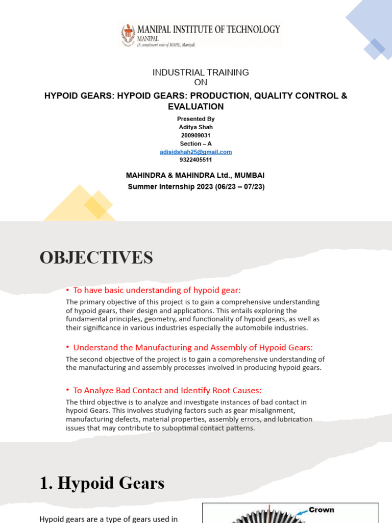Itr Presentation | PDF | Gear | Mechanical Engineering