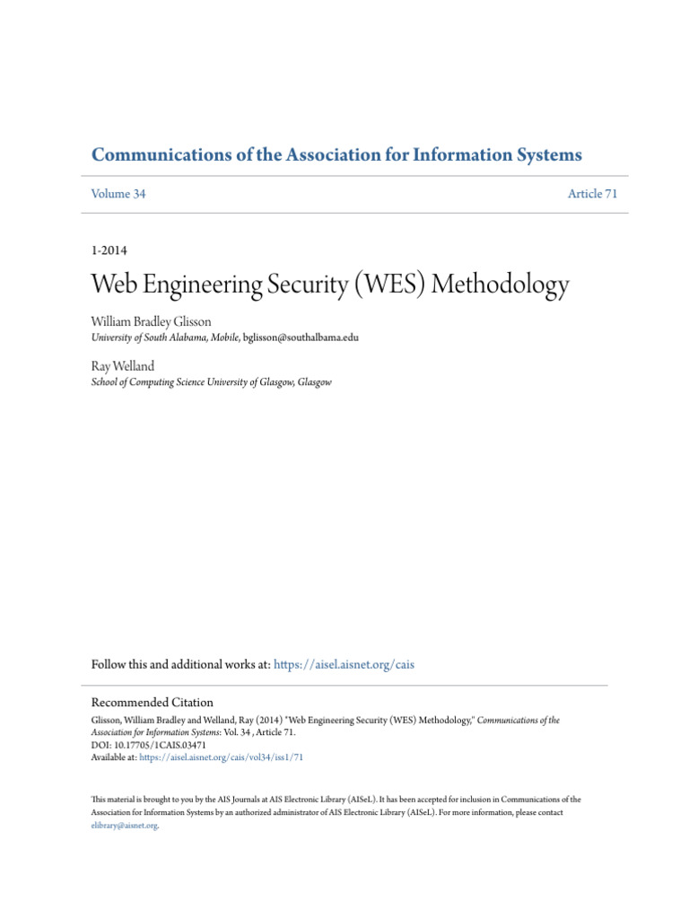 Web Engineering Security (WES) Methodology | PDF | Software Development ...