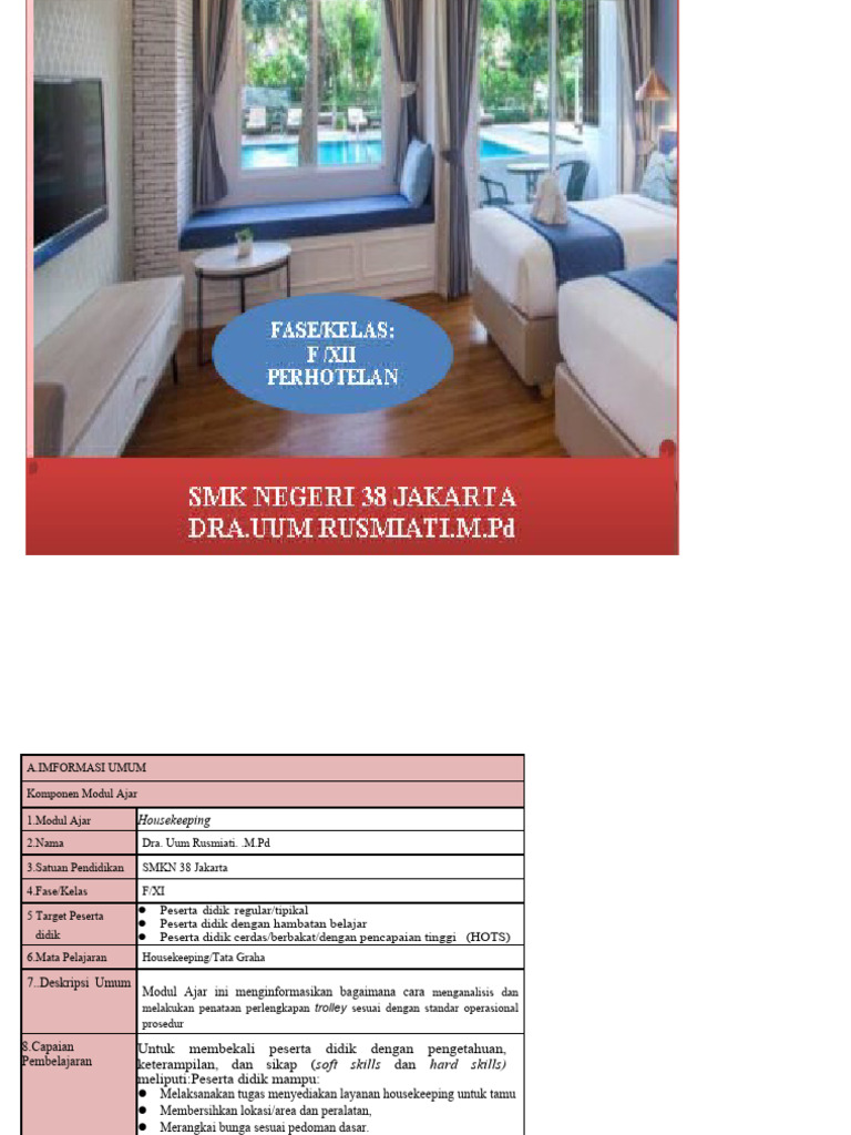 Modul Ajar Housekeeping SMK | PDF
