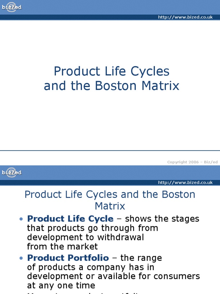Product Life Cycles and The Boston Matrix | PDF | Marketing | Strategic ...