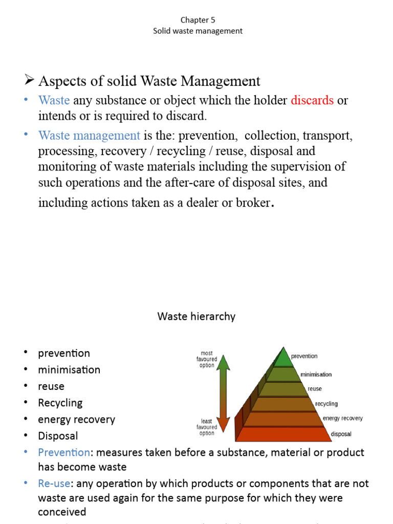 chapter 5 Solid Waste Manaement Full | PDF | Waste | Waste Management