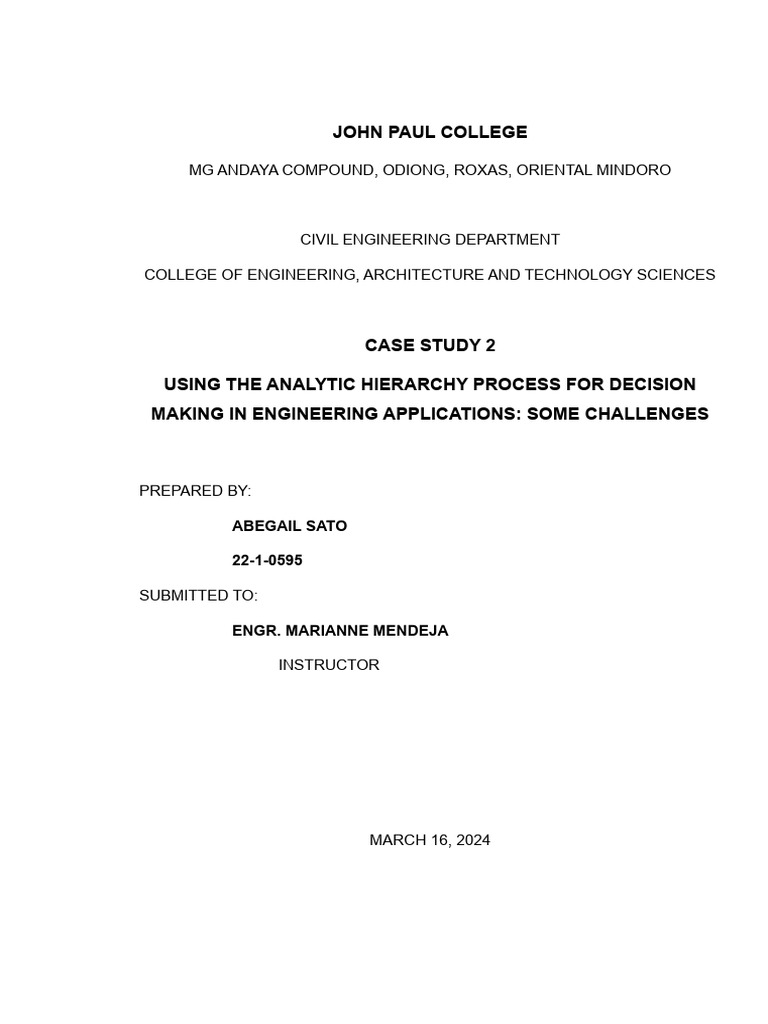 Bsce-2a - Case Study 2 - Sato - March 16, 2024 | PDF | Eigenvalues And Eigenvectors | Matrix ...