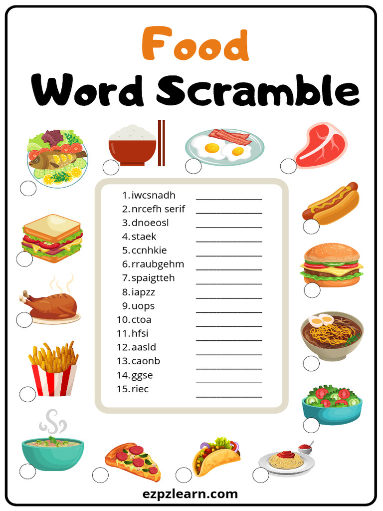 _Food word scramble 1 | PDF
