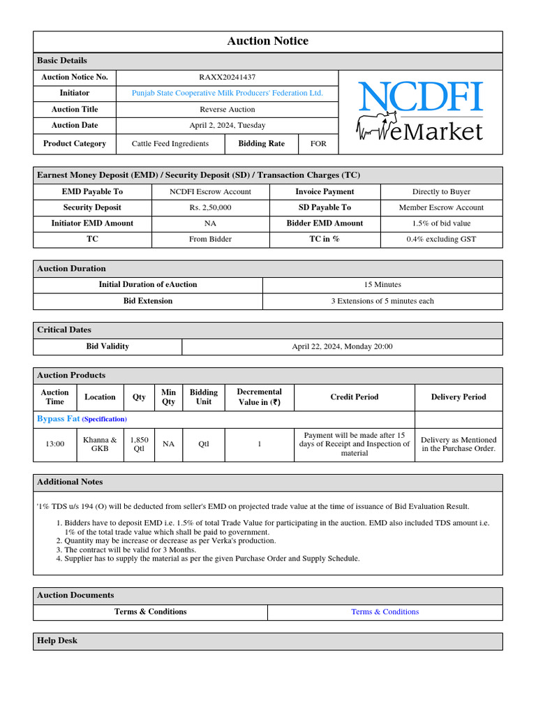 Auction Notice: Basic Details | PDF | Auction | Business