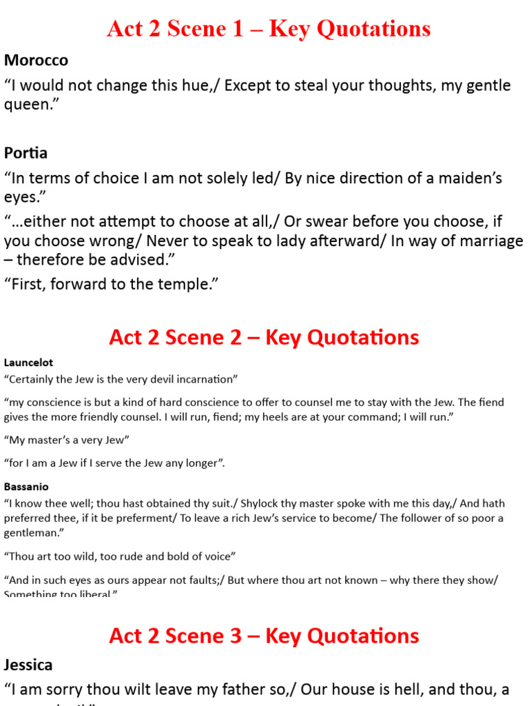 Key Quotations - Act 2 | PDF